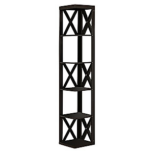 Kings Brand Furniture - Corner Unit 5 Tier Bookshelf/Bookcase Display Stand, Espresso