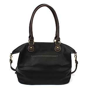 Chala Handbags Black Laser-cut Totes Shoulder Purse with Matching Panda Key-fob and Wallet Combo (Black_Panda Gift Set)