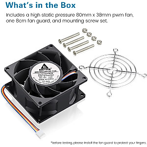 GDSTIME 80mm x 38mm 8038 PWM High Speed Dual Ball Bearing DC 12V 80mm Cooling Fan