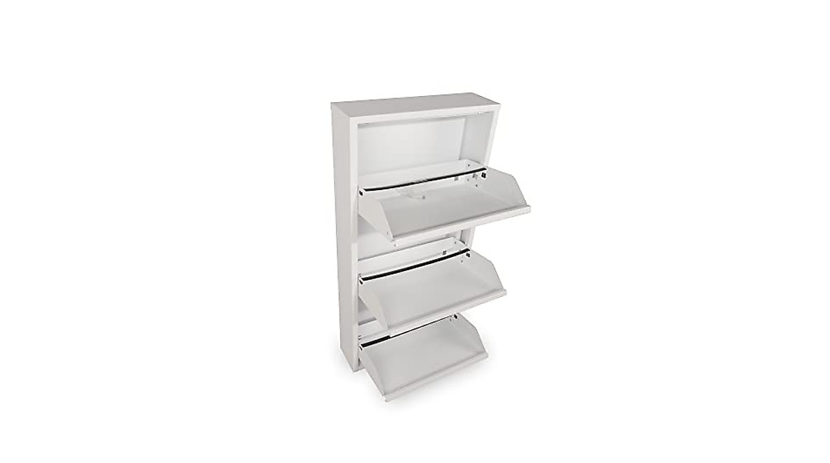 KASER Wall Mount Shoe Storage Cabinet - Slim 3-Drawer Organizer