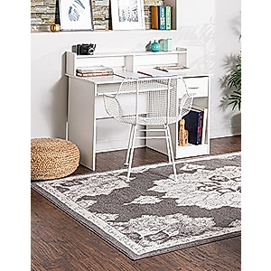 Unique Loom Parker Collection Area Rug - Kokulu (10' x 13' Rectangle, Charcoal/Gray)