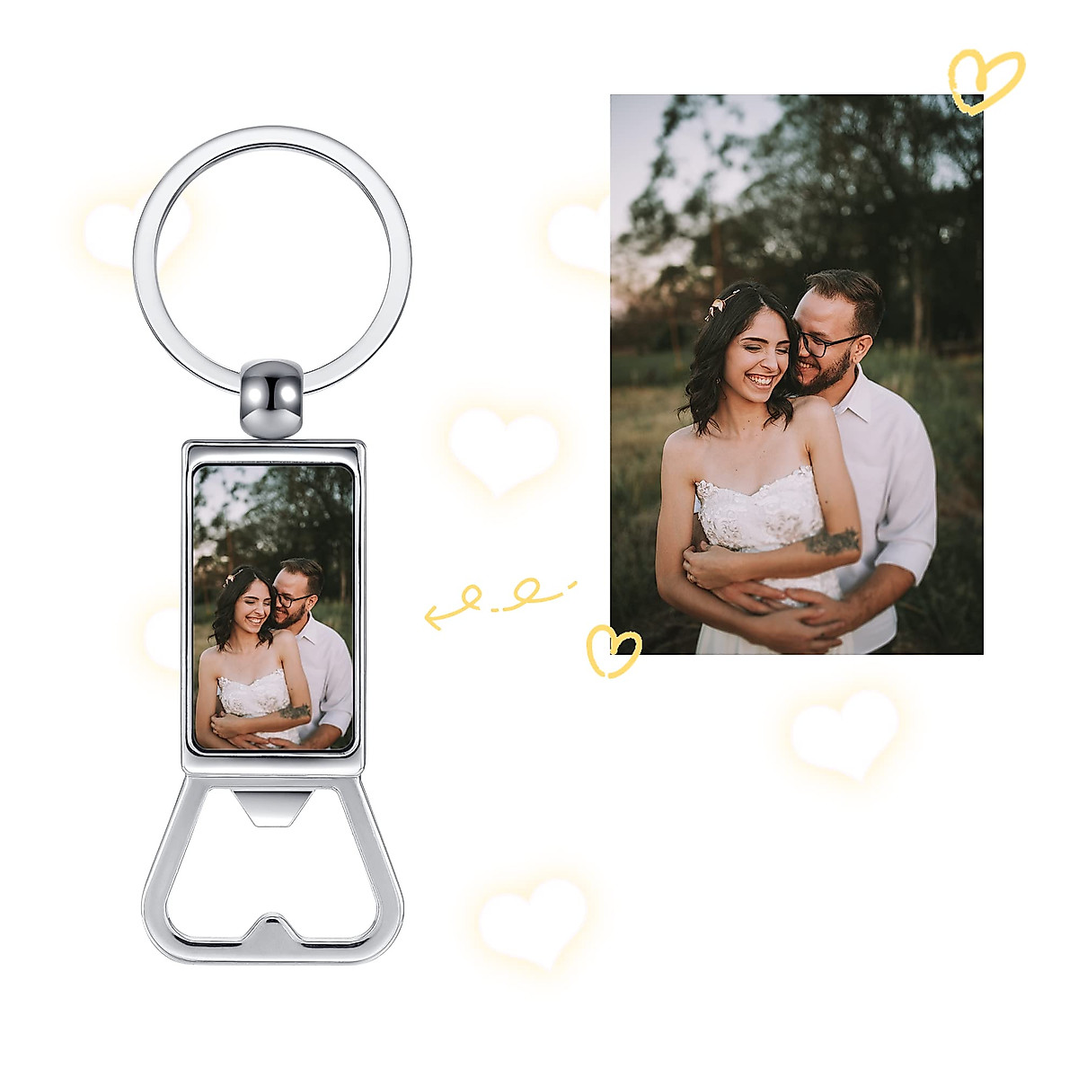 Personalized Master Custom Opener Keychain with Picture Engraved Color Photo Keychain Accessories Jewelry for Dad Husband Birthday Father's Day Gifts