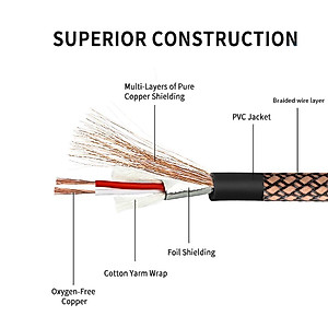 Disino Guitar Cable,1/4 Inch TS Right Angle to Straight Guitar Instrument Cord for Electric Guitar,Bass Guitar, Pro Audio - 6 Feet,Yellow