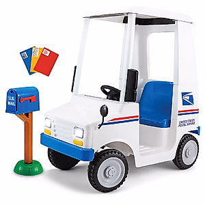 Kid Trax 6V USPS Mail Truck Ride-On Toy for Kids, Ages 3-5, Max Weight 60 lb, Includes Mailbox, Play Envelopes, Working Headlights/Horn, FM Radio/MP3 Input, Mail Truck, Kids Mail Truck, Kids Carrier
