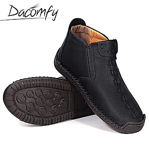 Dacomfy Mens Boots, Medieval Boots Leather Renaissance Shoes Mens Loafers, Casual Shoes Slip On Shoes Side Zipper Black Brown Khaki Green