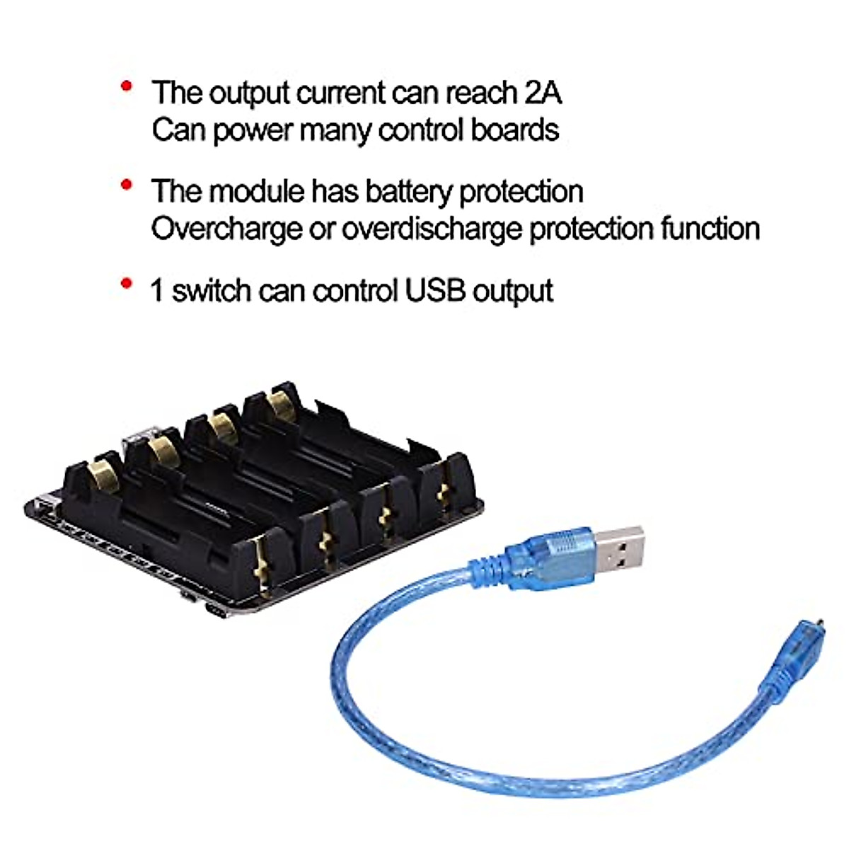 18650 Battery Holder Case , Electrical Testers Battery Testers 4-Channel Micro USB Interface Household Battery Holders 0.5A 5-8V Power Supply Expansion Module for Raspberry Pi