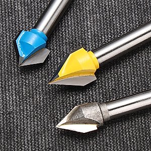 Genmitsu 1/4'' V Grooving Router Bit Set, 60 Degree & 90 Degree CNC Router Bits, 3D V Shape Milling Wood Cutter Knife CNC Engraving Router Bit, VG03A