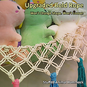 Stuffed Animal Net or Hammock, Macrame Boho Plush Toy Net Hammock for Stuffed Animals Pet Net, Stuffed Animals Corner Hanging Stuffed Animal Storage Holder Net for Kids Room Nursery Playroom