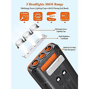 Solar-Charger-Power-Bank - Portable Charger,43800mAh Qc3.0 Fast Charging Qi 10W Wireless Portable Charger Built-in 2 Kinds Output Cable and 680Lumen Bright flashlights (Orange)