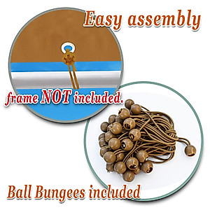 Strong Camel Carport Conopy Cover 10'x20' Replacement for Car Tent Outdoor Top Garage Shelter with Ball Bungees, TAN (Only Cover, Frame Not Included)