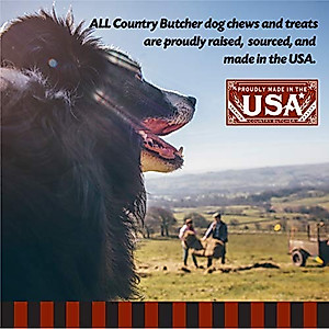 THE COUNTRY BUTCHER Filled Beef Trachea Dog Treats, Glucosamine and Chondroitin for Joint Health, Natural, Tough, Stuffed Chew Toy, Made in The USA, Peanut Butter, 5 Count - Rawhide Free, No Bone