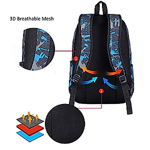 Ozmego Boys School Backpacks Midlle School College Bookbag for Teens Boys Girls (Camo Blue)