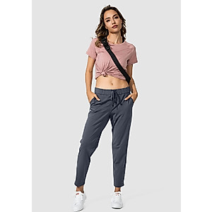 G Gradual Women's Pants with Deep Pockets 7/8 Stretch Sweatpants for Women Athletic, Golf, Lounge, Work (Dark Grey, Medium)