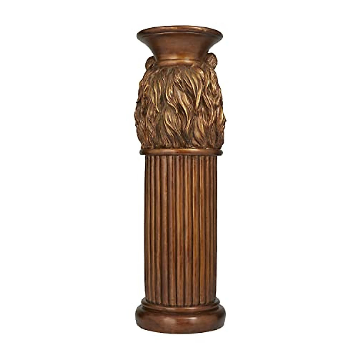 Deco 79 Polystone Lion Pedestal Table, 8" x 9" x 25", Bronze