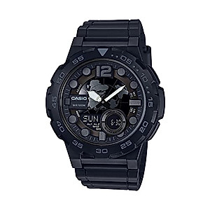 Casio Men's 'CLASSIC' Quartz Stainless Steel and Resin Casual Watch, Color:Black (Model: AEQ-100W-1BVCF)
