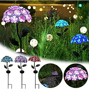 WONFAST Solar Hydrangea Lantern Garden Light, 26LED Solar Metal Artificial Hydrangea Flowers Landscape Lamp Ground Stake Lights for Outdoor Home Courtyard Wedding Party Christmas Decorations (Blue)