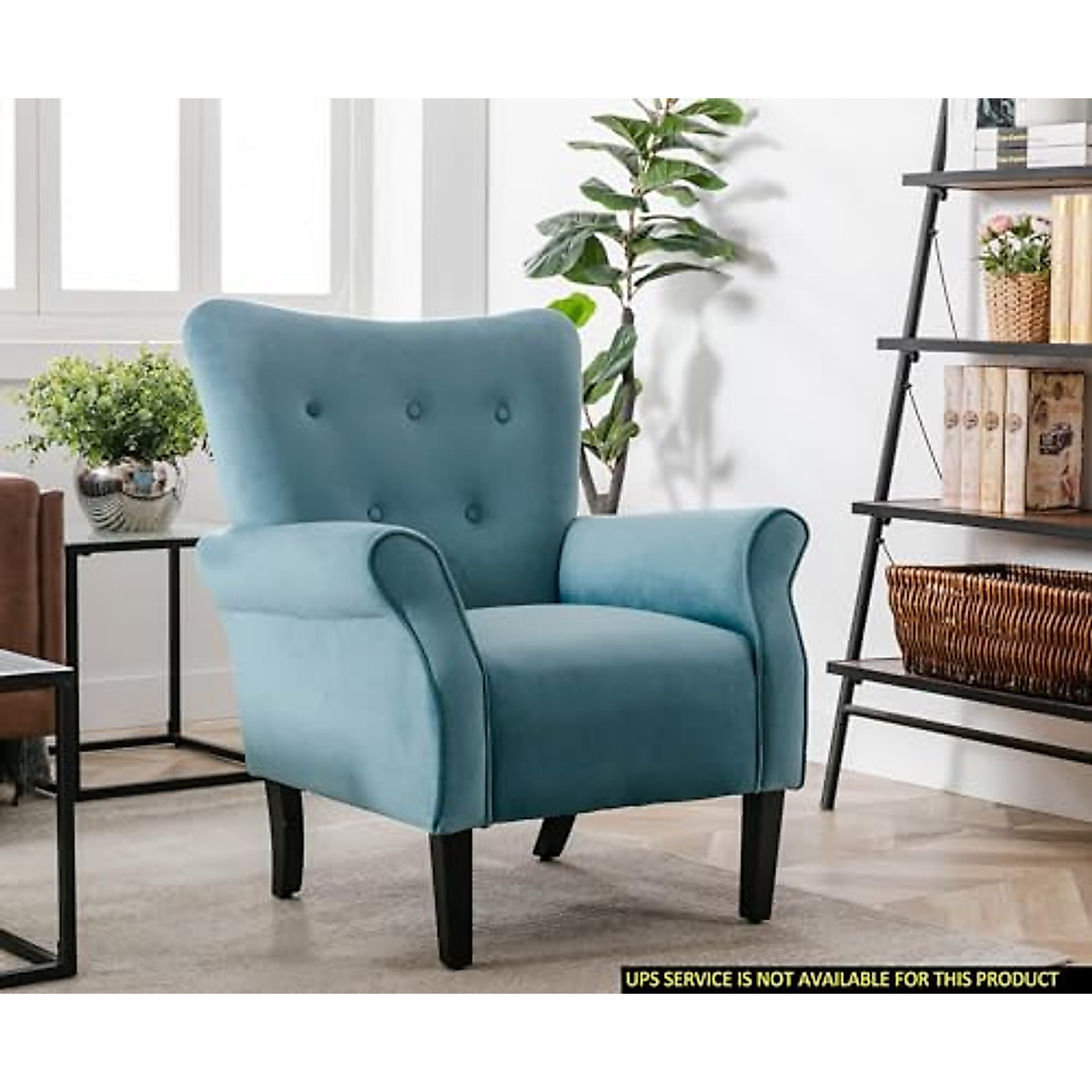 Blue Accent Chair, Unique Chair Armchair Solid Wood Comfy Modern Home Furniture for Living Room 32" Lx28.75 Wx38.25 H