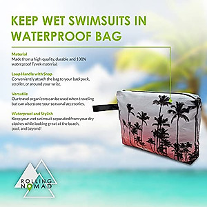 Rolling Nomad Tyvek Zippered Pouch, Wet Bikini Bag, Travel, Toiletry, Pool, Beach Essential, Waterproof, Summer Must Haves, 11.5x8.5x2 (Medium)