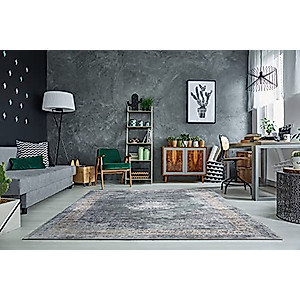 RugOver Machine Washable Area Rug, Pet Friendly & Resistant Indoor Carpet for Kitchen, Bathroom, Living Room (Ash/Champagne, 2' x 3')