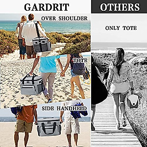 GARDRIT Large Cooler Bag - 60 Cans Collapsible Insulated Lunch Box, Leak-Proof Cooler Bag Suitable for Camping, Picnic& Beach (40L/Grey)