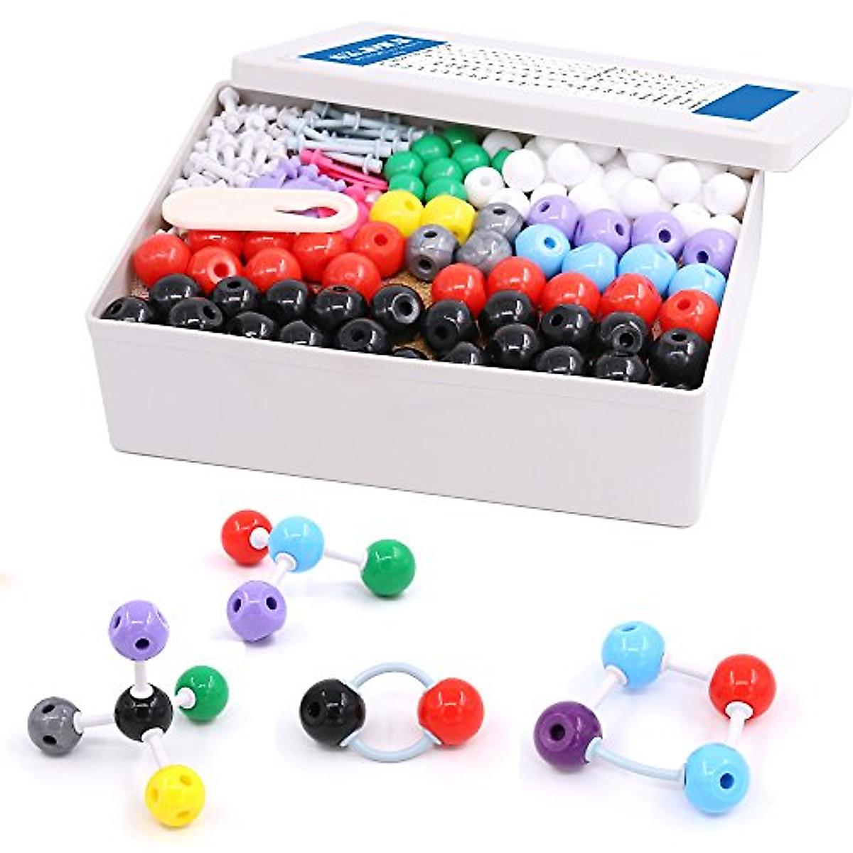 Swpeet 307 Pcs Molecular Model Kit for Organic and Inorganic Chemistry - Chemistry Molecular Model Student and Teacher Set - 126 Atoms & 30 Orbitals & 150 Links & 1 Short Link Remover Tool