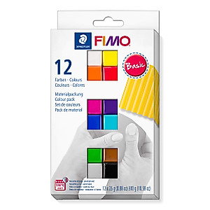 STAEDTLER FIMO Soft Polymer Clay - Oven Bake Clay for Jewelry, Sculpting, Crafting, 12 Assorted Colors, 8023 C12-1