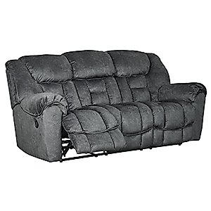 Signature Design by Ashley Capehorn Oversized Manual Pull Tab Reclining Sofa, Dark Gray
