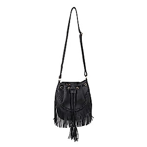 Lanpet Women Fringed Tassel Cross Body Bag Leisure Boho Bucket Shoulder Bag