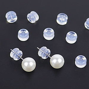 Silicone Earring Backs Earring Backings 12Pcs Soft Clear Ear Safety Back Pads Backstops Replacement for Fish Hook Earring Studs Hoops,Locking Secure Earring Backs for Heavy Earring