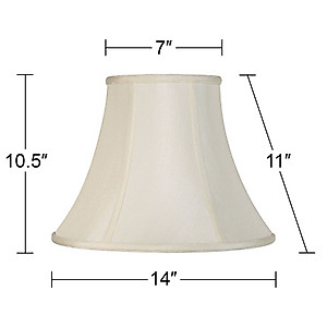Creme Medium Bell Lamp Shade 7" Top x 14" Bottom x 11" Slant x 10.5" High (Spider) Replacement with Harp and Finial - Springcrest