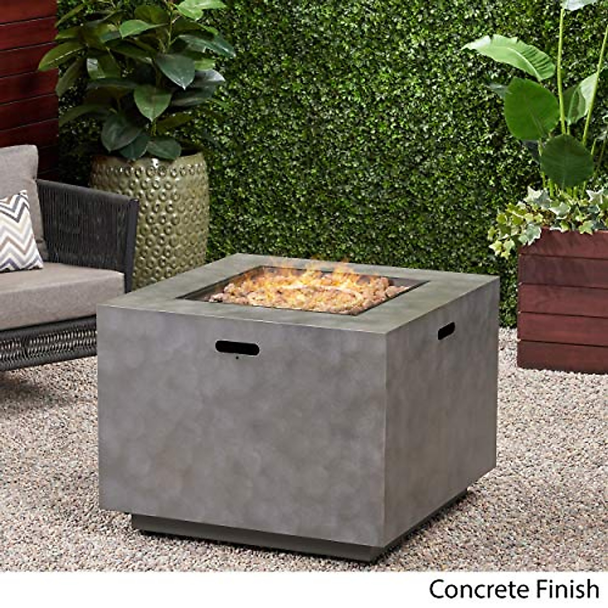 Florence Outdoor 33-Inch Square Fire Pit, Concrete