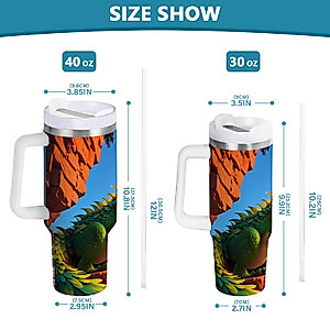 Nexawaveo Cold Cup Dragon under Sky XL Insulated Tumbler with Handle Lid Straw 30-40 oz Reusable Cupholder Friendly Water Bottle