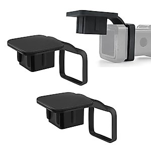Crynod 2 PCS Car Towing Cover, 2" x 2" Receiver Hook Square Plug ABS Dustproof and Waterproof Protector with Hook, Tube Plug Insert Tow Cover, Universal Exterior Accessories for Most Cars (Black)