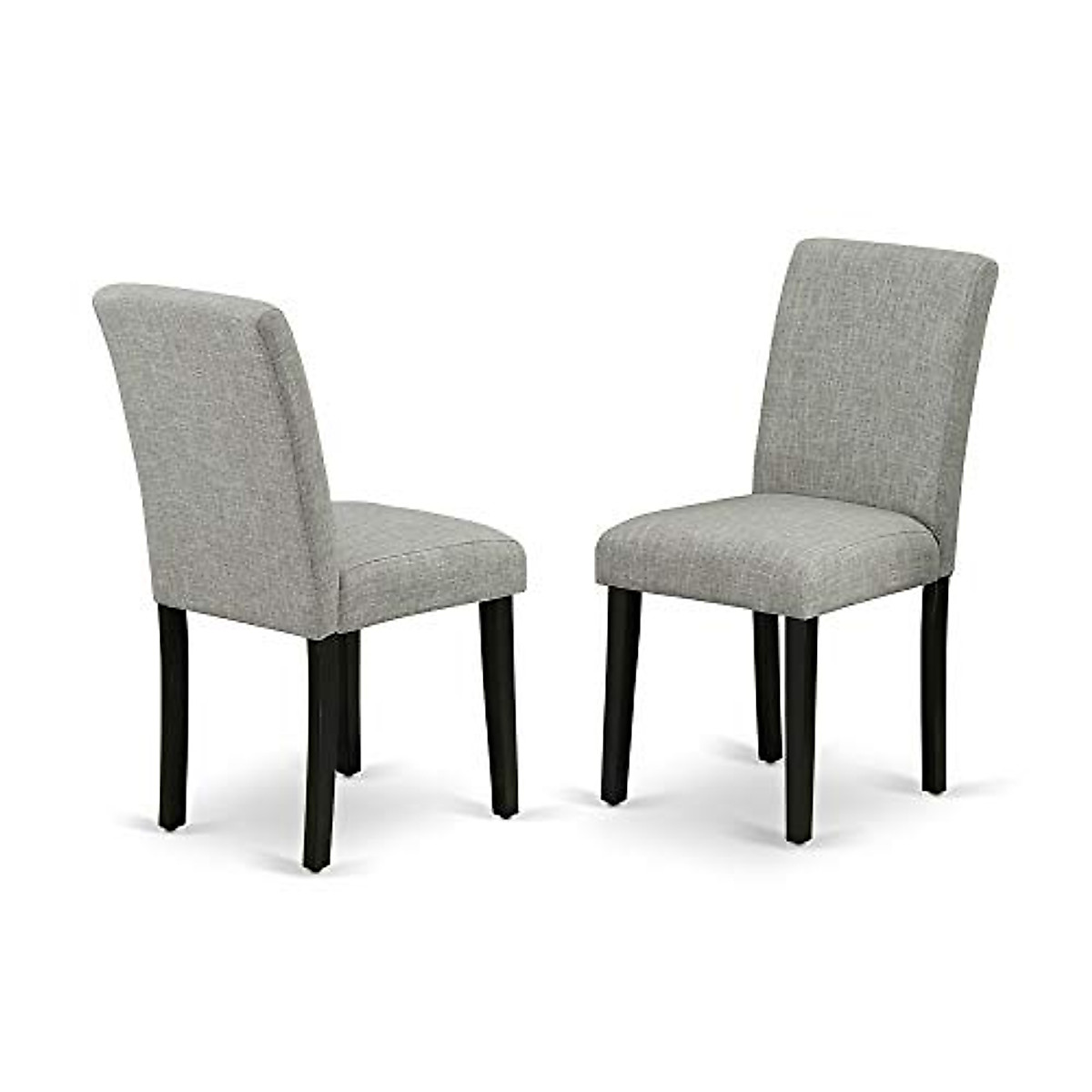 East West Furniture DLAB5-BLK-06 5Pc Round 42" Kitchen Table With Two 9-Inch Drop Leaves And Four Parson Chair With Black Leg And Linen Fabric Shitake, 5-Piece