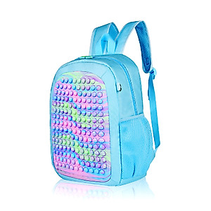 Gigilli Pop School Backpack for Girls, Rainbow Lightweight Girls Pop Bookbag Backpack for School, Large Capacity Elementary Schoolbag for School Supplies Birthday, Back to School Gifts for Girls Kids