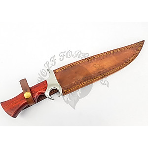 wolf forge art Handmade American Hunting Bowie knife stainless steel Best Hunting Knives For Outdoors Camping survival knife With Leather Sheath