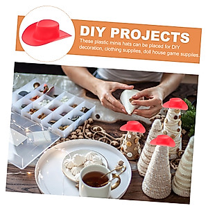 WESIEVYA 20pcs Replaceable Dolls Hats Toys Decor Doll Hats Replaceable Mini Hats Doll House Supplies Delicate Tiny Hats Tiny Hats for Dolls Craft Miniature Hats Hat for Dolls Plastic Red
