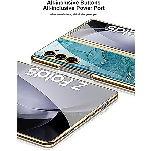 TECHY Galaxy Z Fold 5 Case - Ultra-Thin Electroplated Frame with Stylish and Elegant Patterned Glass, Designed for Samsung Galaxy Z Fold 5 Protection, Purple Pink