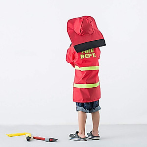 iPlay, iLearn Kids Firefighter Costumes, Toddler Fireman Dress up, Boy Fire Pretend Chief Outfit, Halloween Role Play Career Suit W/Walkie Talkie Hose, Party Birthday Gift for 3 4 5 6 7 Year Old Girl