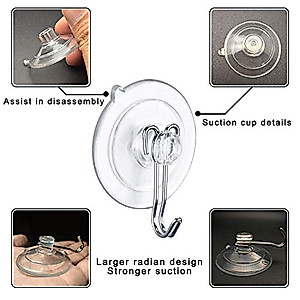 DSMY 17 Pack Suction Hooks, Clear Suction Cups with Metal Hooks Heavy Duty Removable Suction Cups for Kitchen Bathroom Shower Wall Window Glass Door