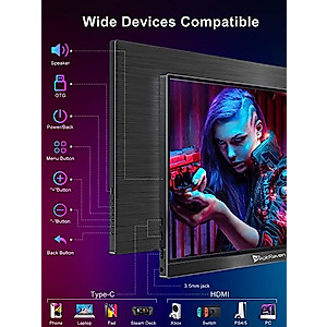 144HZ Portable Gaming Monitor, 17.3" 1080P Laptop Monitor, Dual USB C HDMI Second Computer Screen, VESA Gaming Display with Speakers, Travel Monitor for PS4/5 Xbox Switch MAC PC Phone