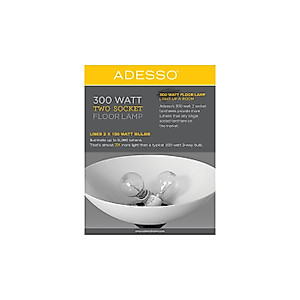 Adesso 5120-22 Metropolis 300W Torchiere, Floor Lamp, Chrome Finish