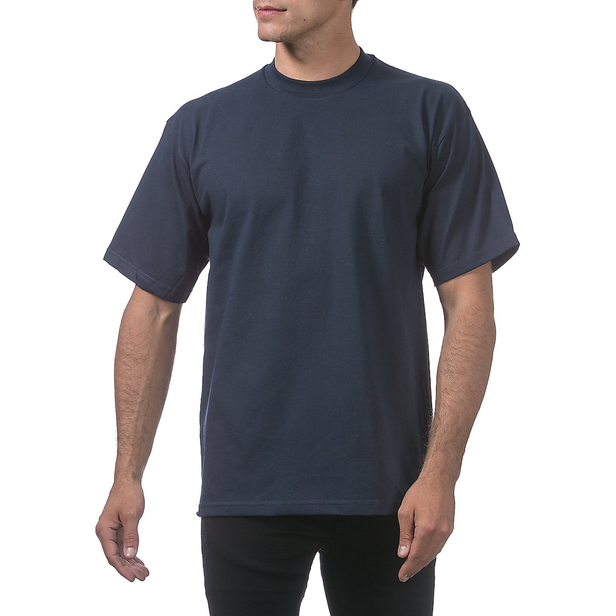 Pro Club Men's Heavyweight Cotton Short Sleeve Crew Neck T-Shirt, Navy, X-Large