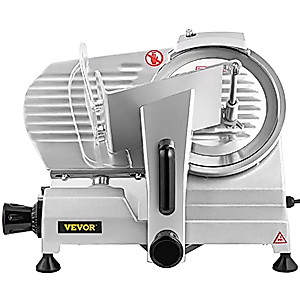 VEVOR Commercial Meat Slicer, 200W Electric Deli Food Slicer, 1200RPM Meat Slicer with 8“ Chromium-plated Steel Blade, 0-12mm Adjustable Thickness for Home & Commercial Use (8IN-200W)