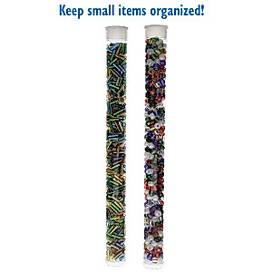 The Beadsmith Clear Plastic Tubes - 6-Inch-Long Round Tubes, 9/16 Inches in diameter - Flat Caps - Use for Beads, Bath Salts, Wedding & Party Favors, Home or Office Storage - Bag of 20