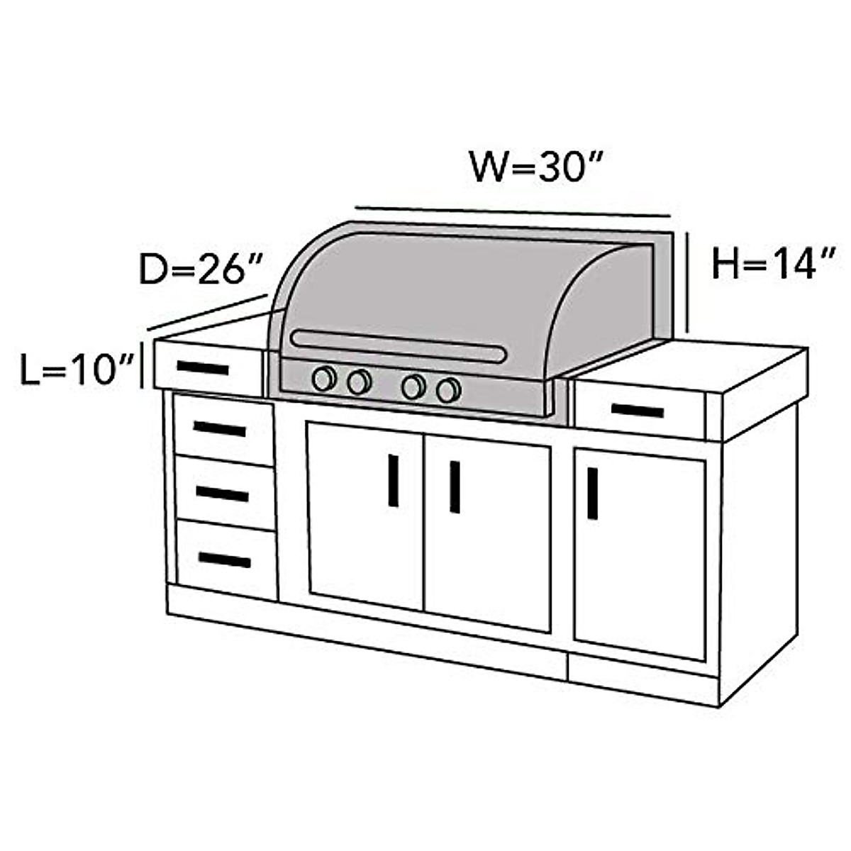 Covermates Built–in Grill Cover – Water Resistant, Cinching Drawcord, Grill and Heating-Black
