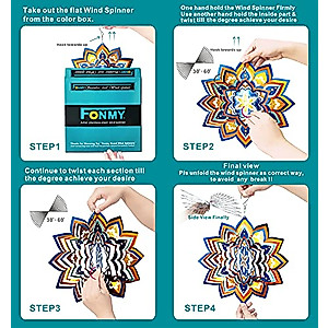 Fonmy Mandala Wind Spinner Lucky Star Worth Gift Indoor Outdoor Garden Decoration Crafts Ornaments 12 inch Multi Color Stainless Steel Wind Spinners