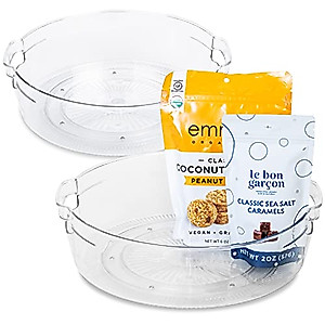 Smart Design Set of 2 Turntable Lazy Susan Spinning Organizer - 11.5 inch - BPA Free Plastic Resin - Fridge, Freezer, Cabinet, Food, Spices, Pantry - Clear