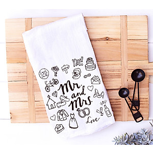 Handmade Kitchen Towel for Mr. and Mrs. - Newlywed or Engagement Gift, Housewarming and Hostess Gift (Mr. and Mrs. Kitchen Towel)