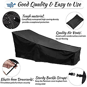 Fellie Cover 82-inch Patio Chaise Lounge Covers, Durable Outdoor Chaise Lounge Covers Water Resistant